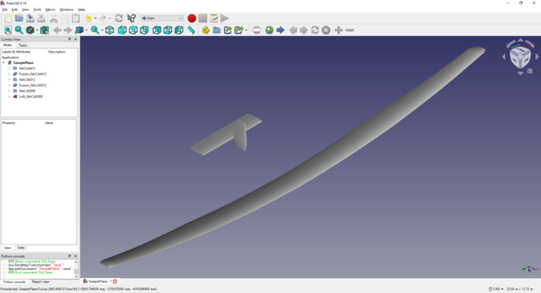 【FreeCAD】3次元翼を作成するPythonスクリプト | mtk_birdman's blog