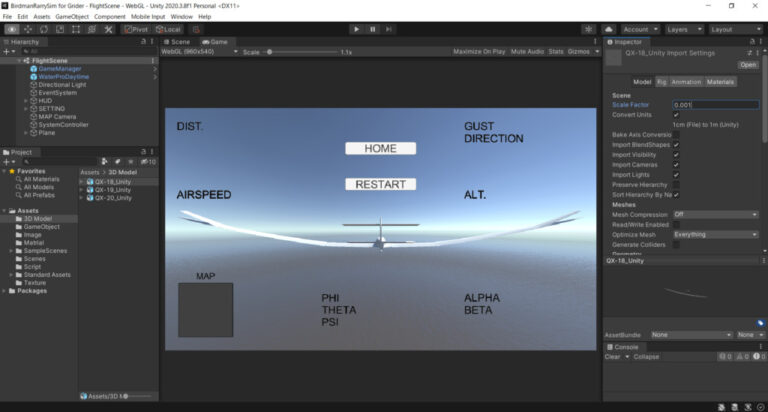 【Unity】フライトシミュレーターを作る：新機体の実装 | mtk_birdman's blog