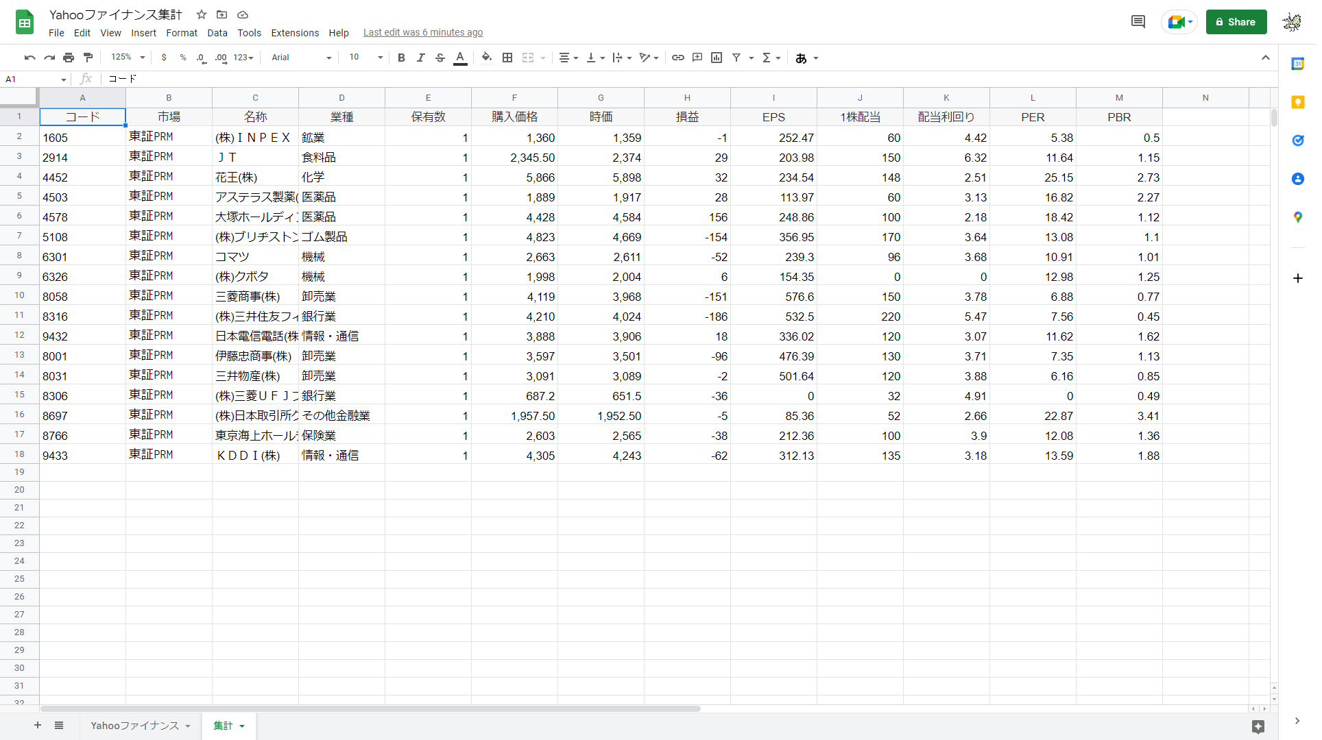 Yahooファイナンスのポートフォリオをスプレッドシートに出力する | mtk_birdman's blog