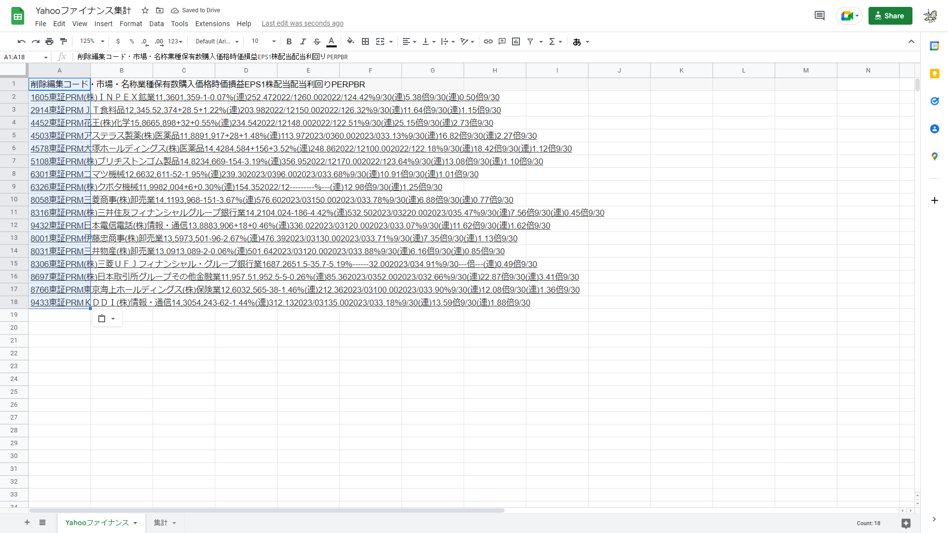 Yahooファイナンスのポートフォリオをスプレッドシートに出力する | mtk_birdman's blog