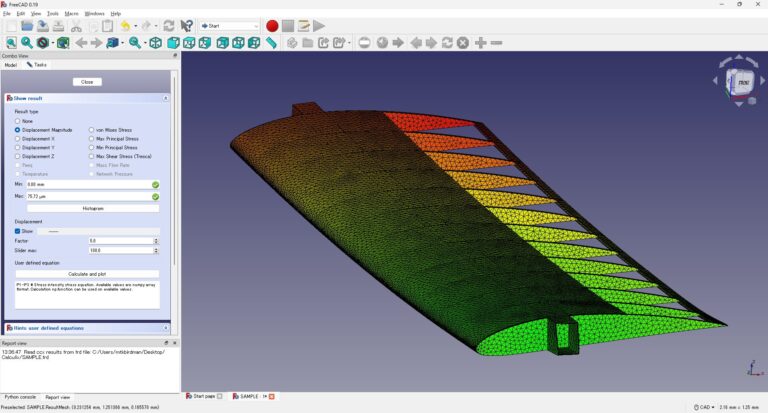 OpenVSPとCalculiXで主翼構造のFEM解析を行う | mtk_birdman's blog